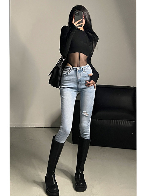Design sense spring and summer black mesh one-piece short inner top ...