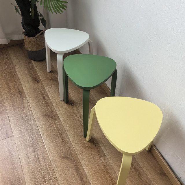 Nordic simple bent wood triangle stool dining stool stackable small ...
