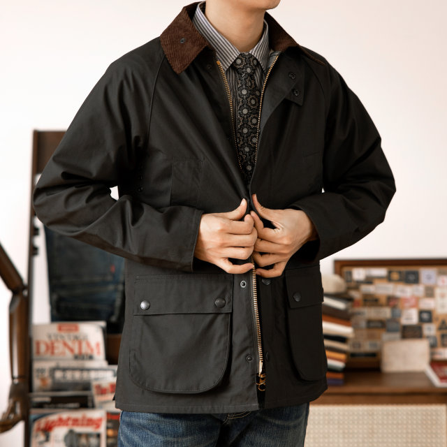 Red wind British retro hunting suit corduroy collar waxless jacket ...