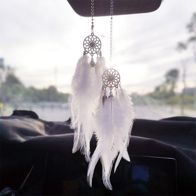 Car pendants ins dream catcher feather car creative cute car interior ...