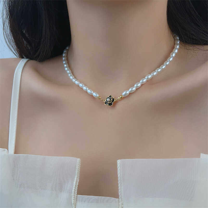 Dripping Glaze Camellia Pearl Necklace Women's 2024 New Hot Style ...