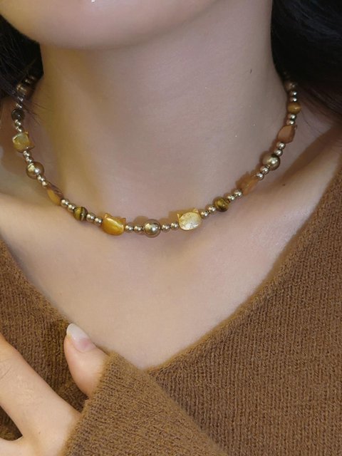 Maillard autumn and winter tiger eye stone mocha golden brown pearl cat ...