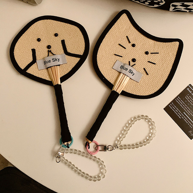 Cute cat handmade old-fashioned cattail fan portable small fan for ...