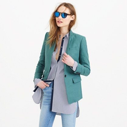 Fresh gray green linen suit has a stylish temperament, slim -fitting ...