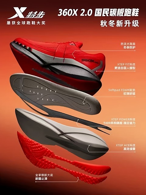 Xtep 360X2.0 Racing Carbon Plate Running Shoes Student Physical ...
