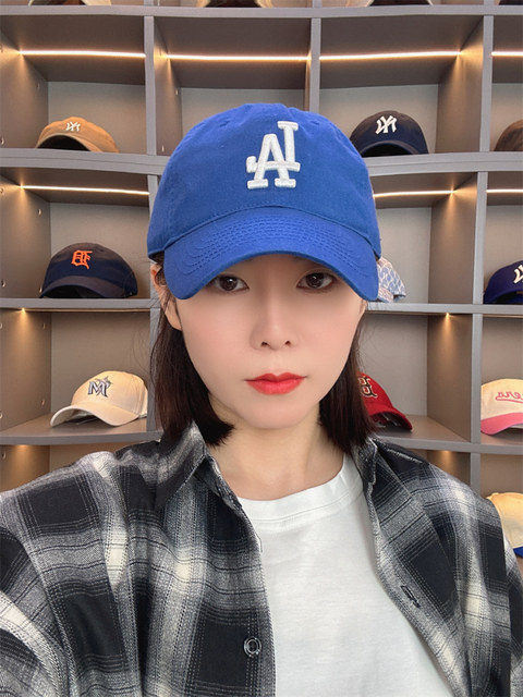 MLB hats for women Korean authentic sun visor baseball caps large label wide brim men LA ...