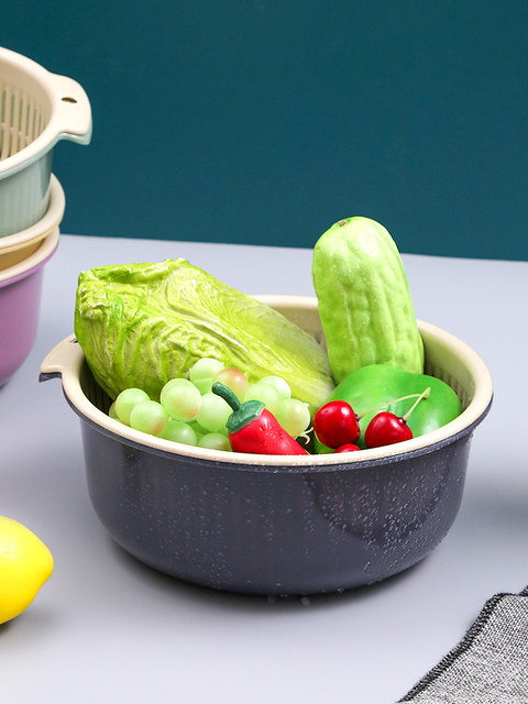 Large double-layer vegetable drain basket household kitchen sink round ...