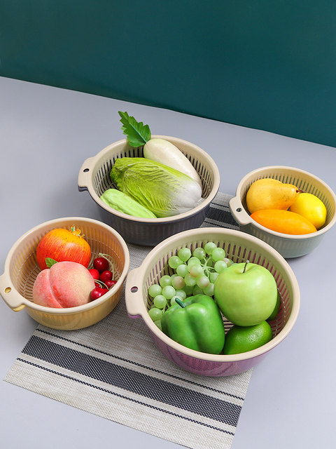 Large double-layer vegetable drain basket household kitchen sink round ...