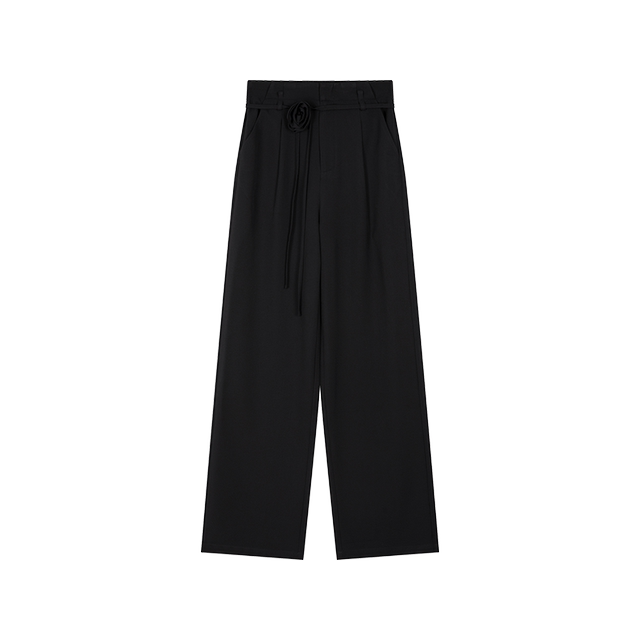 Mo Yan Yimei Elegant Flowers Decoration of Lumbar Blacks Casual Pants ...