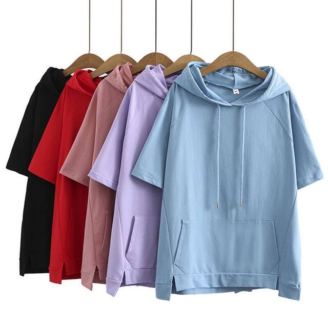 Summer Hooded Tops For Women Korean Style New Versatile Solid Color