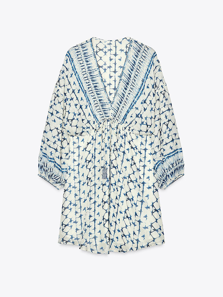 ZA 25 Spring New Women's Drooping Shirt 1821024 080 V-neck Dress ...