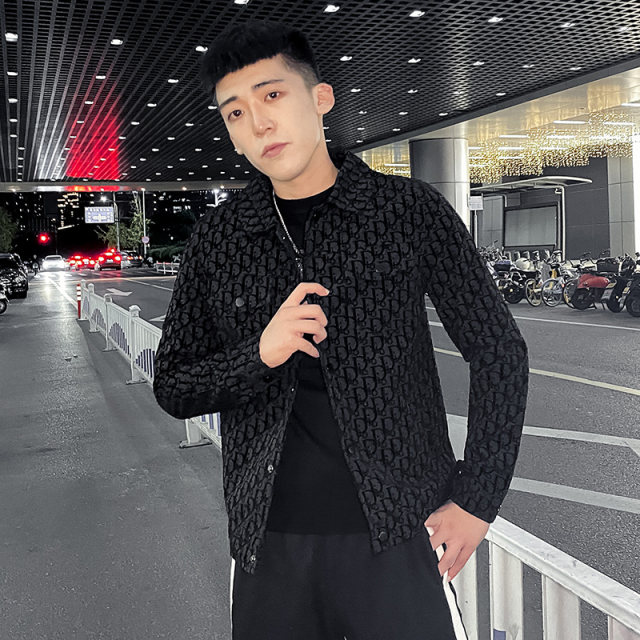 Jacket men's trendy brand Internet celebrity handsome slim embroidered ...