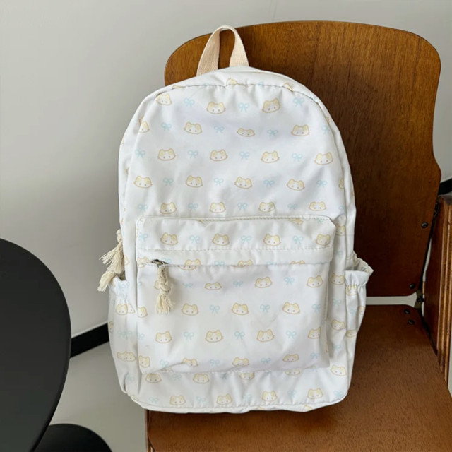 NICE new cute bow cat print backpack female college student school bag ...