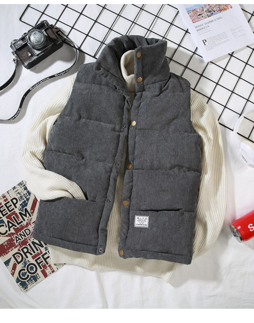 Autumn and winter down cotton vest men's tide brand thickened light core velvet worker, shoulder ...
