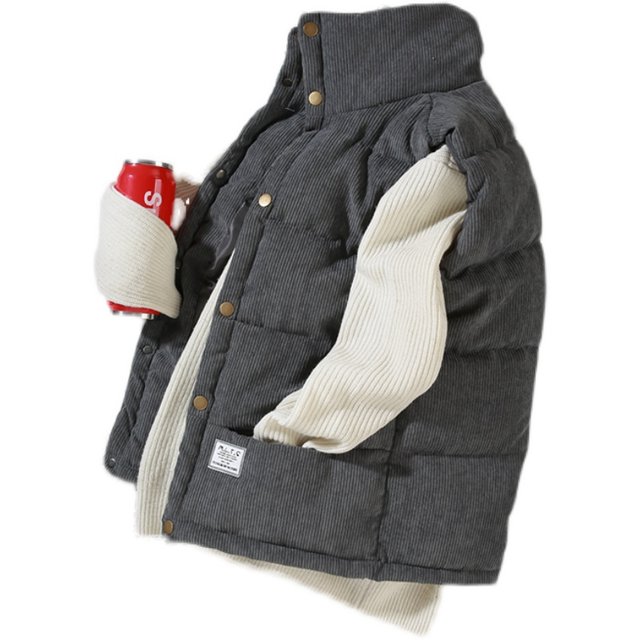 Autumn and winter down cotton vest men's tide brand thickened light core velvet worker, shoulder ...