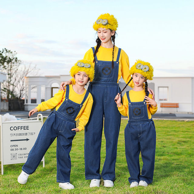 Minions adult parent-child cos performance dance clothes denim overalls ...