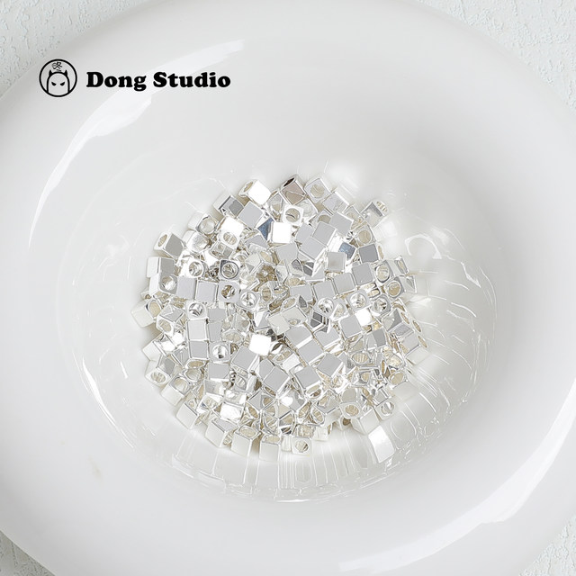 Crusted silver 10 mini copper -plated thick silver -plated beaded ...