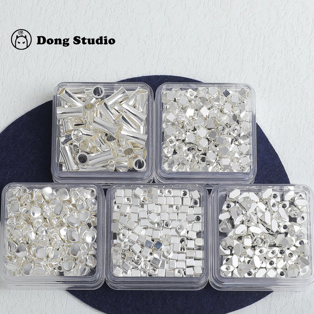 Crusted silver 10 mini copper -plated thick silver -plated beaded ...