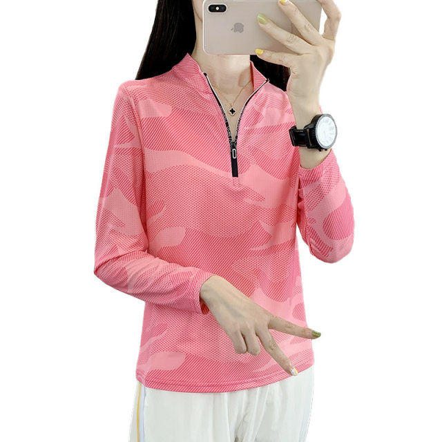 Quick-drying T-shirt women's camouflage printed long-sleeved breathable ...
