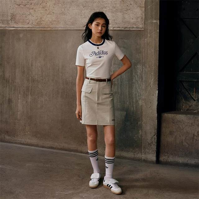 Adidas Clover 2024 new women's fashion short versatile round neck ...