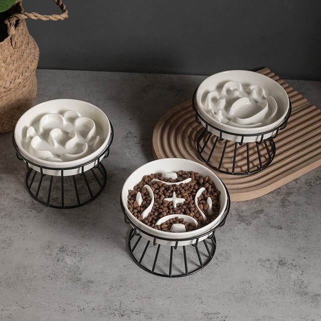 Ceramic slow food bowl to protect the cervical vertebral rack dog basin ...