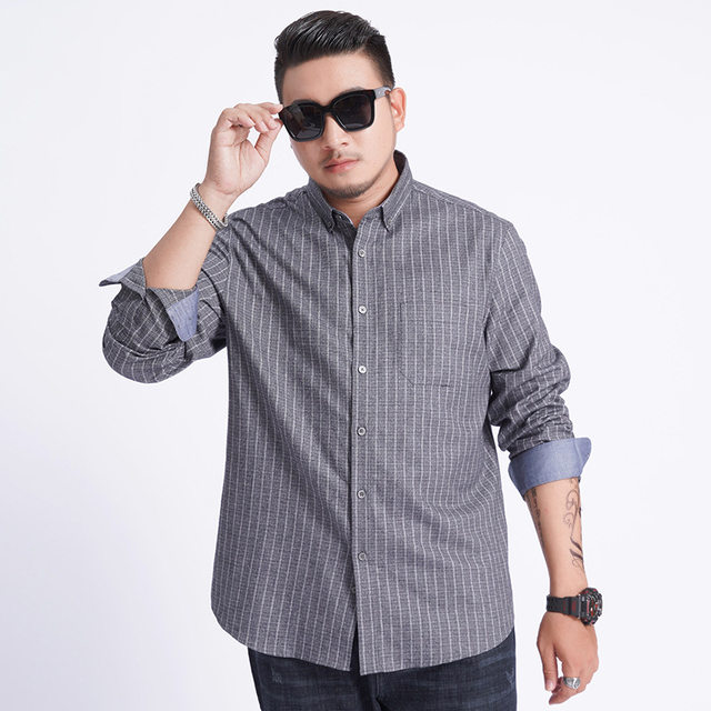 Fat man's autumn top plus fat plus size long-sleeved shirt men's ...