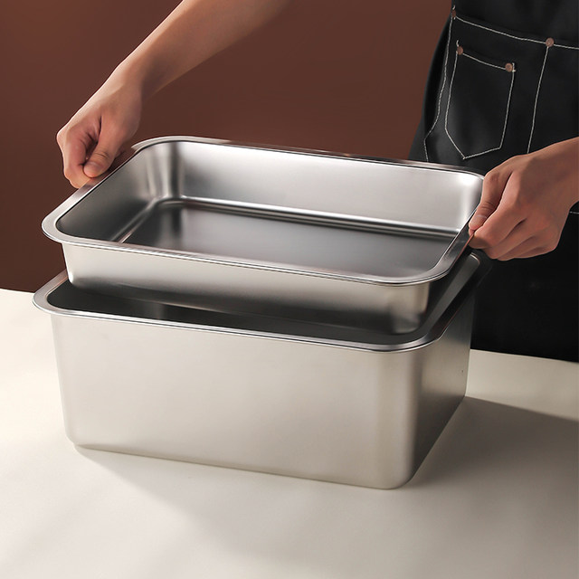 304 stainless steel square basin rectangular flat bottom tray serving ...