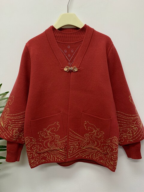 Old lady Spring and Autumn Mother's jacket sweater set Middle -aged ...
