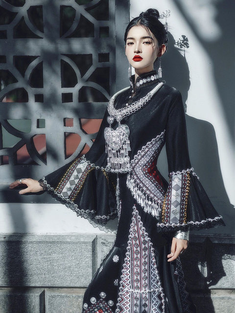 Miao costume female Miaojiang dress up Tujia minority stage high-end ...