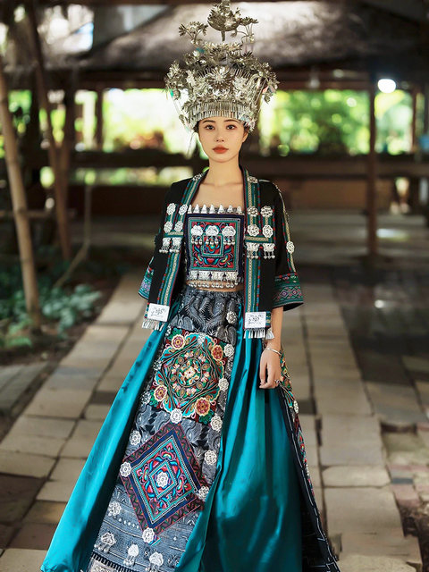 Miao costumes female Tujia Yao ethnic minority stage performance ...