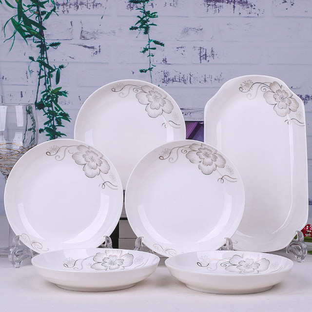 5 dish plates + 1 fish plate, ceramic rice plate, vegetable plate ...