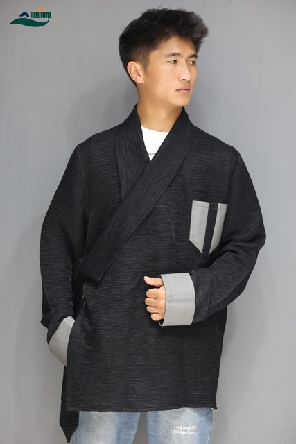 Men's top layer of summer, black Tibetan jacket thin ethnic style white ...