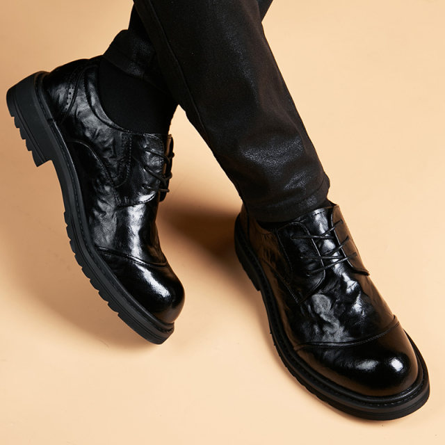 Cowhide men's leather shoes autumn business formal wear British trend ...