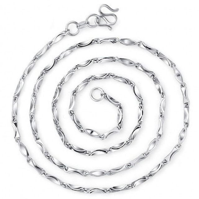 Authentic S999 Pure Silver Handmade Ingot Chain Women's Trendy Solid ...