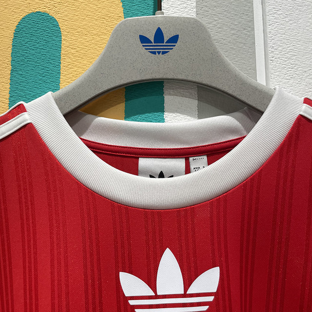 Adidas Clover men's tops 2024 spring loose short-sleeved football style ...