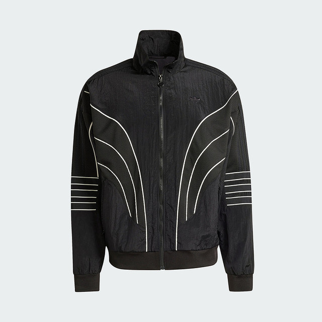 Adidas Clover Men's 2024 Autumn Striped Fashion Woven Wide Stand Collar ...