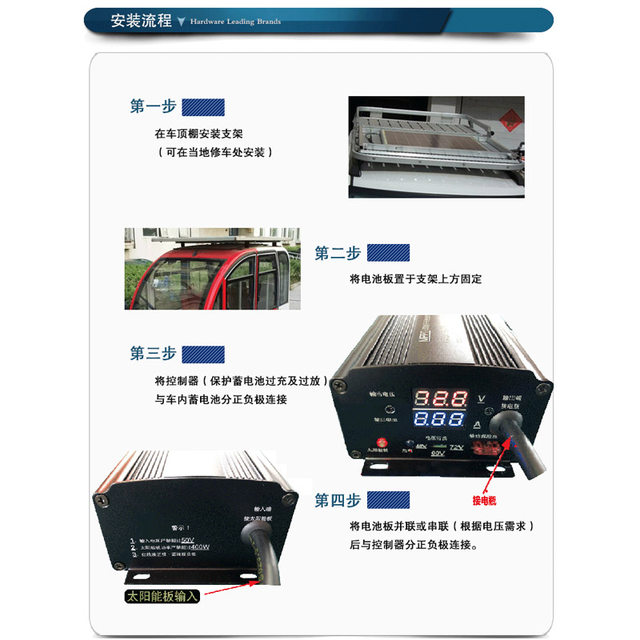 Solar power generation board 48v60 volts 72V electric three -wheel ...
