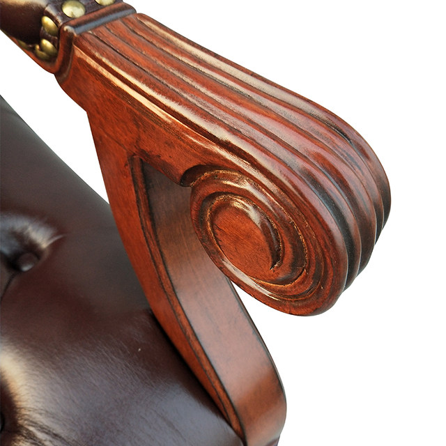 American leather boss chair, solid wood computer chair, home desk chair ...