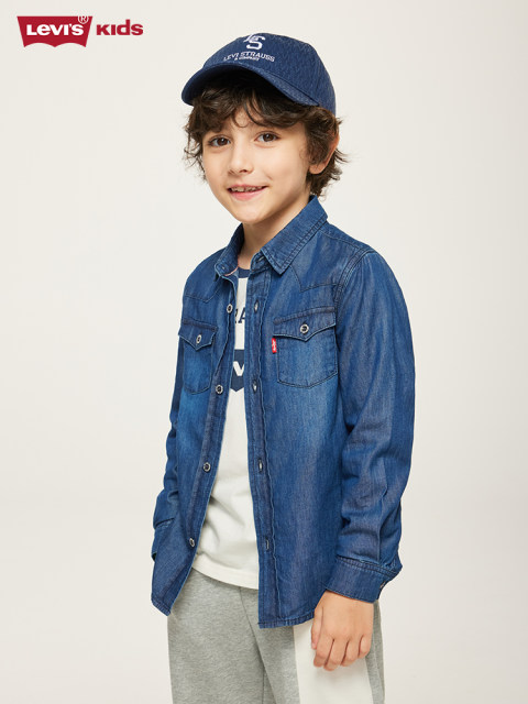 Levis children's denim shirt spring new classic washing boys and girls shirts children's jacket