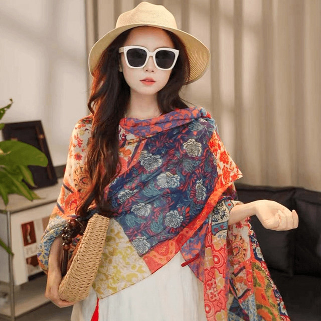 Summer sun protection shawl for women 2024 new style disc buckle long ...