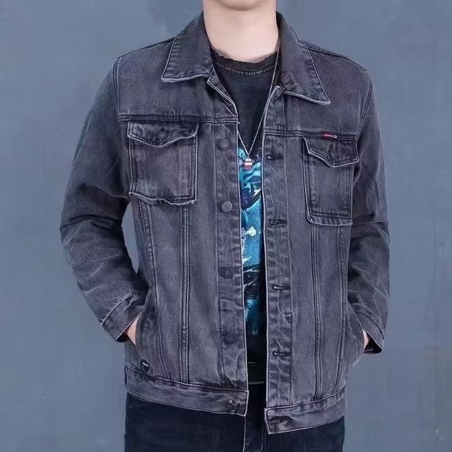 Spring and autumn extra large denim jacket men's construction site work ...