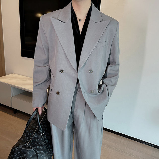 Spring and Autumn fashion high-end shoulder padded suit jacket men's ...