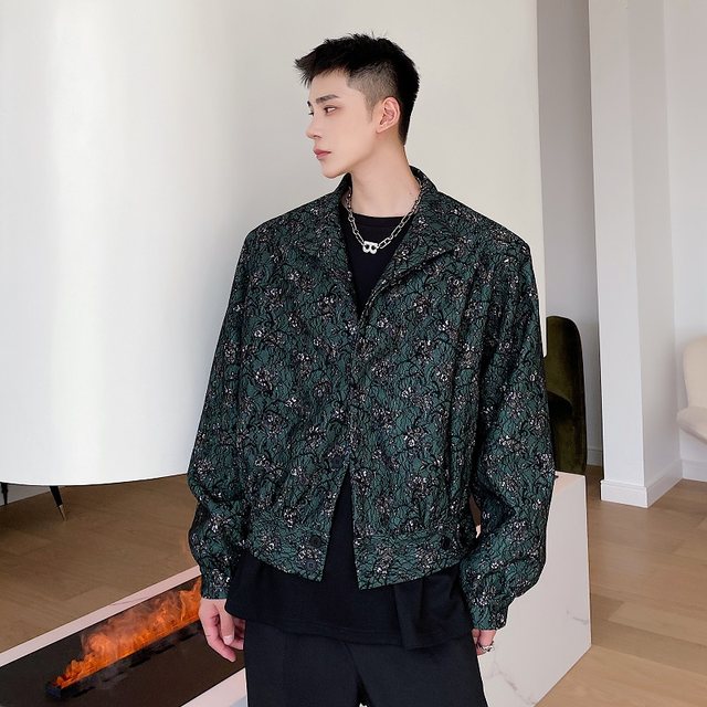 Autumn high-end retro handsome short jacket men's stand-up collar ...