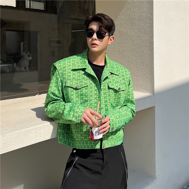 High-end design, off-shoulder, handsome short jacket for men, Korean ...