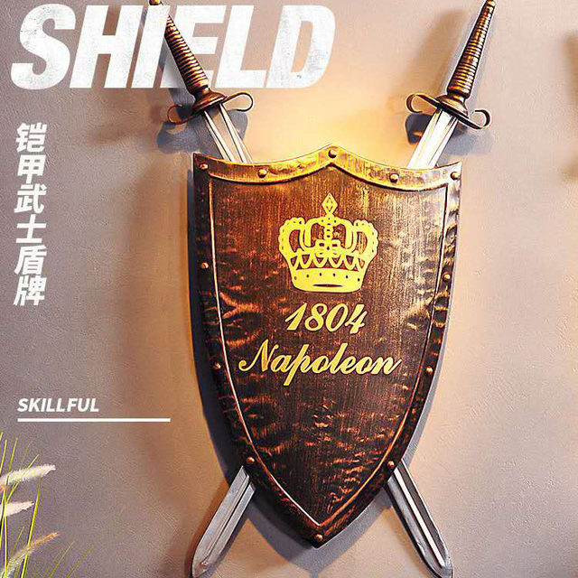 American retro style decorative iron shield wall hanging sword ...