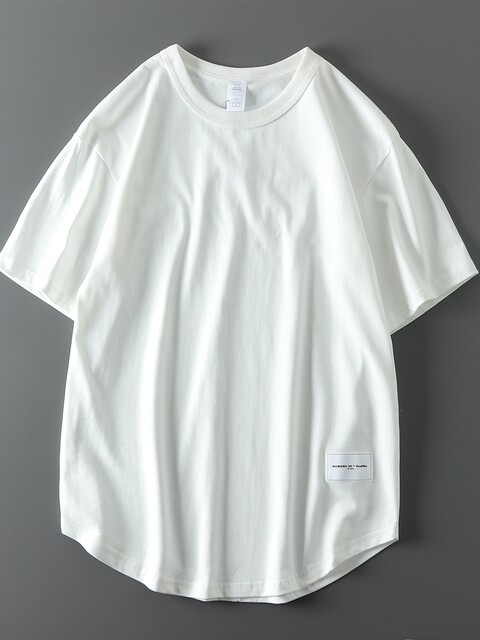 Heavy cotton short -sleeved T -shirts Japanese simple summer front and ...