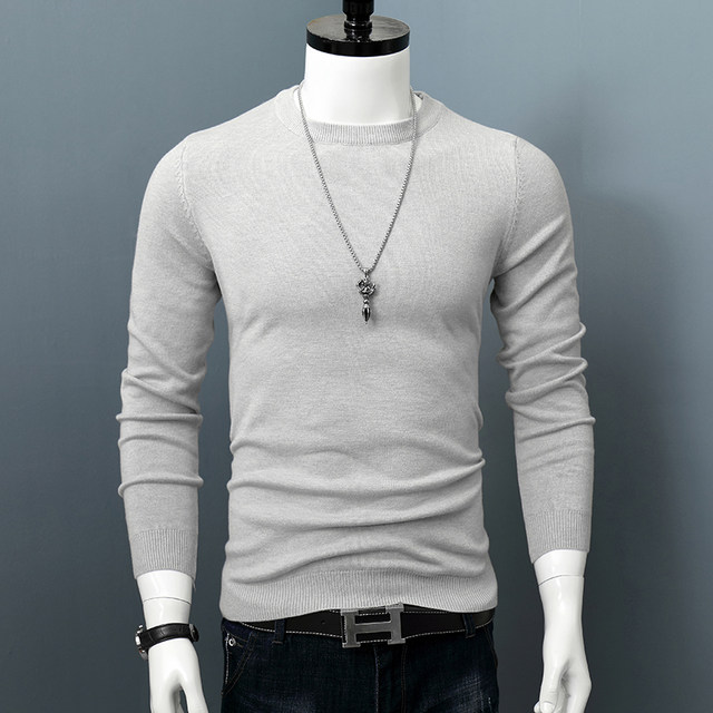 Autumn and winter sweaters men's pullover slim solid color sweaters ...