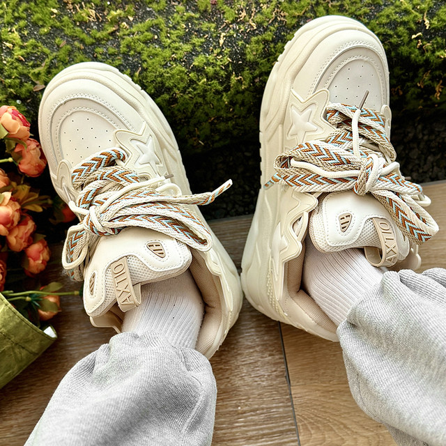 Bread shoes for men and women, niche rice white cream, white shoes ...