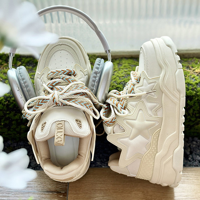 Bread shoes for men and women, niche rice white cream, white shoes ...