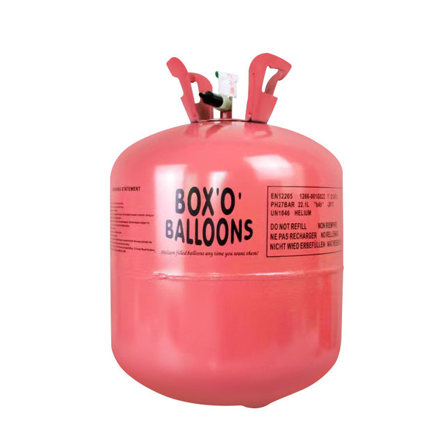 Helium balloon inflator, large and small bottles, floating in the air ...